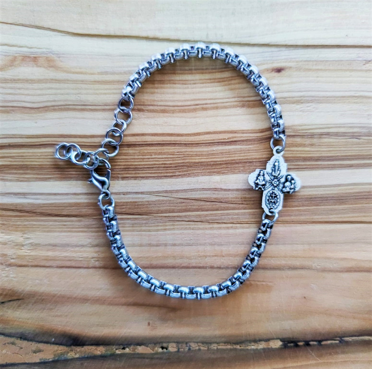 Catholic 4 Way Cross Charm Chain Bracelet| MedjugorjeGifts