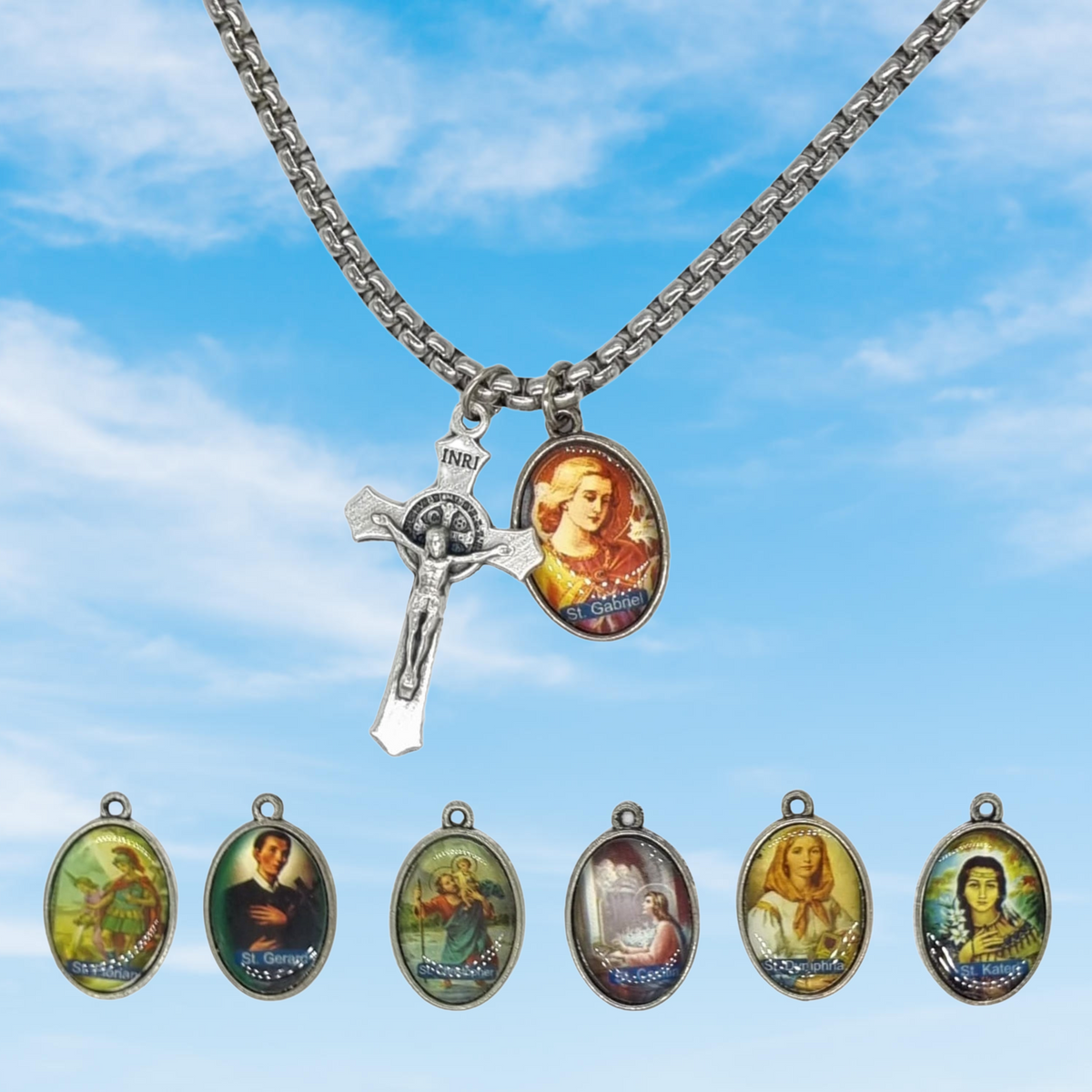 Catholic Necklace For Men Women Kids - Choose Saint Pendant ...