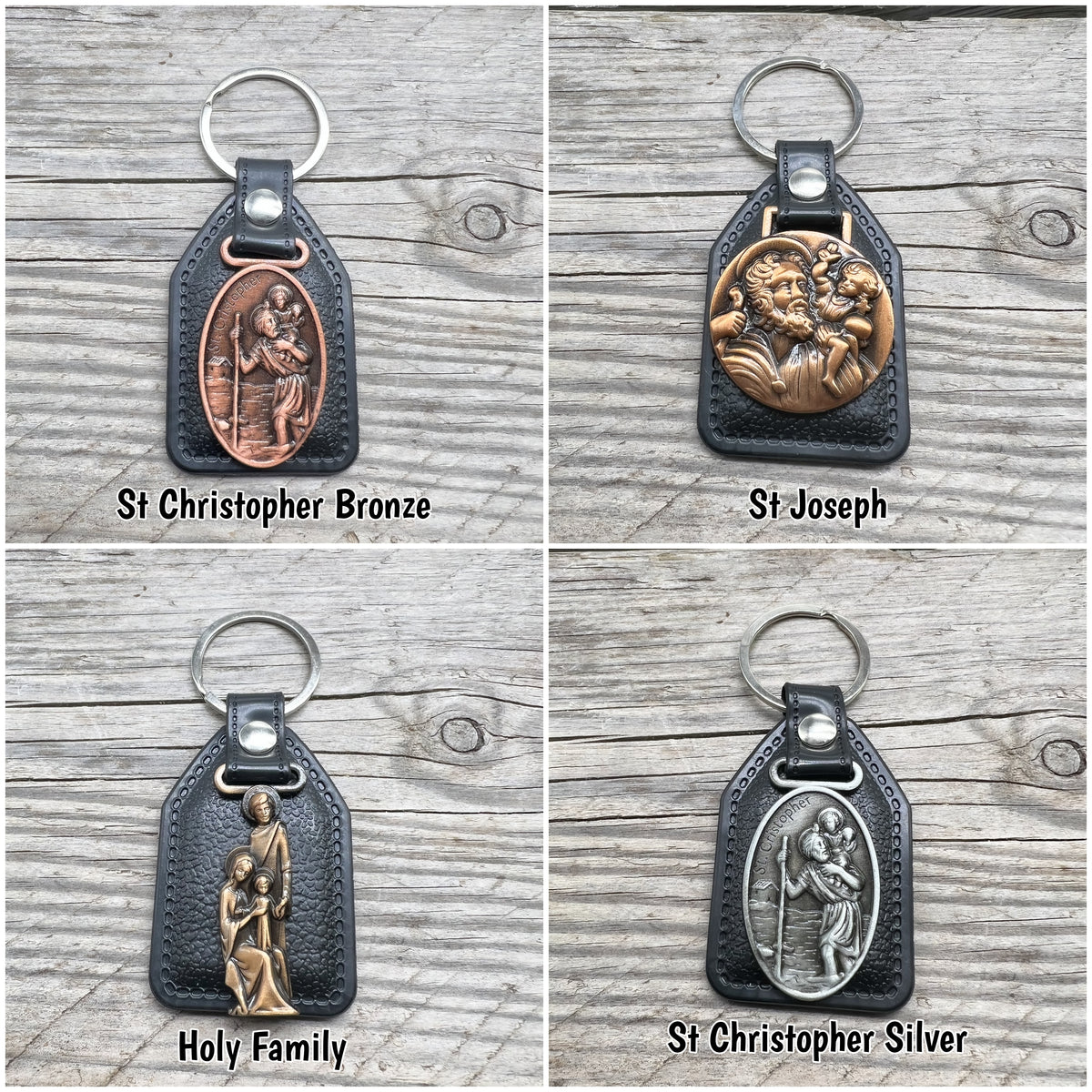 Catholic Leather Keychain With St Joseph Medal| MedjugorjeGifts